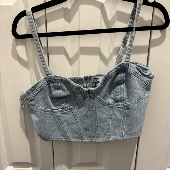 Zara | Tops | Zara Denim Corset | Poshmark